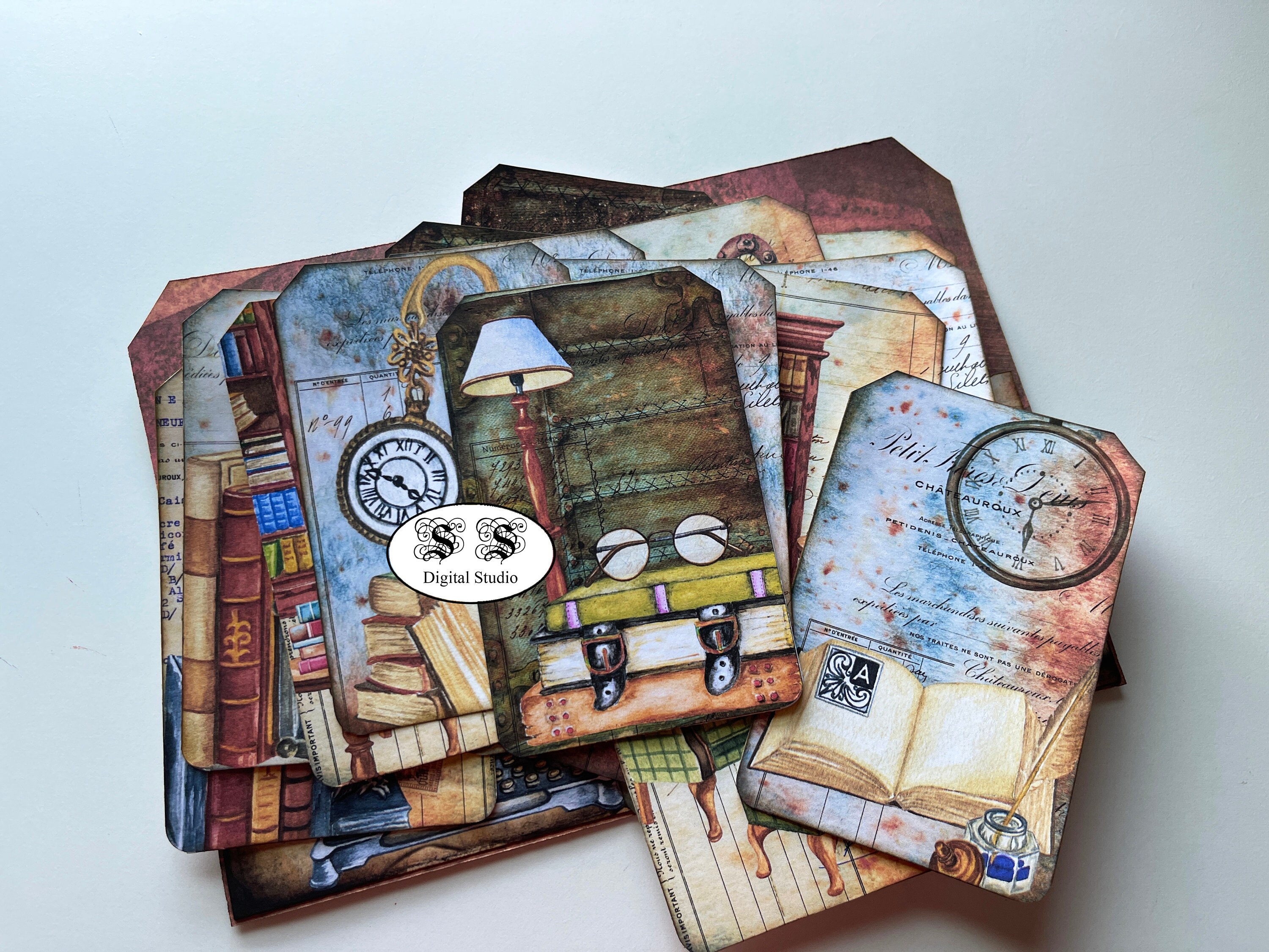 24 Book Themed Tags Loaded Pocket Tags Junk Journal Kit - Etsy