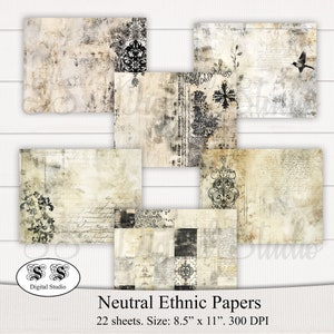 Neutral Color Ethnic Landscape Printable Paper - Instant Download - Etsy