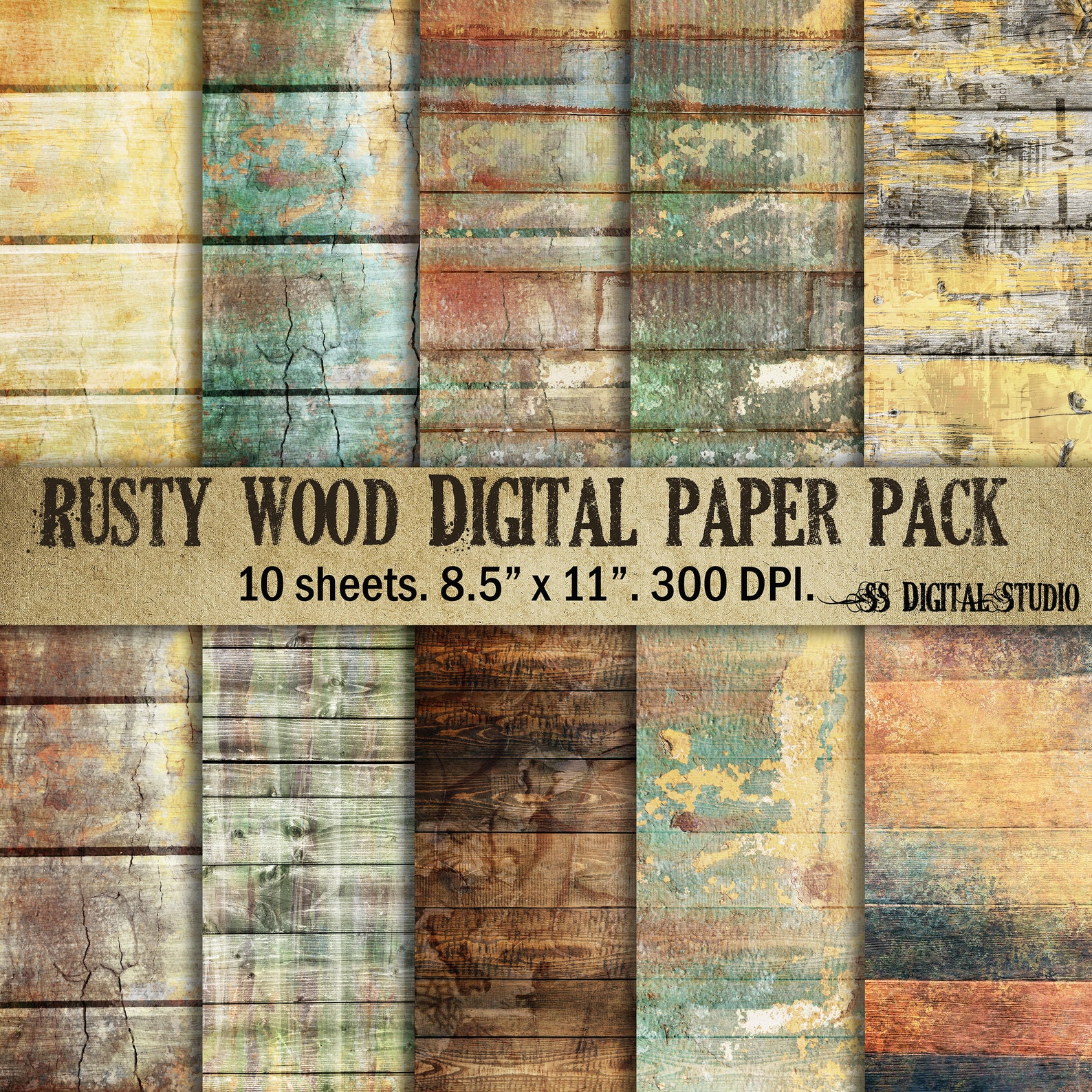 10 Sheets Rustic Wood Texture Journal Covergrunge Paper - Etsy