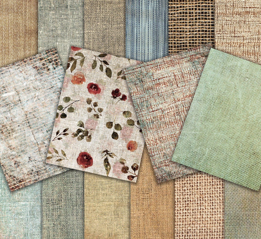 16 Sheets, Burlap, Texture, Printable, Paper Pack, Journal Cover ...