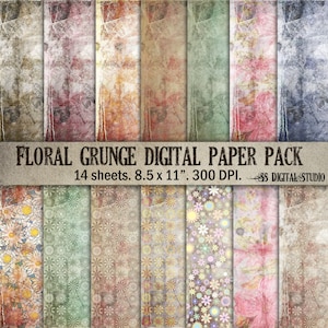 Grunge, Paper, Vintage, Floral, Shabby, Digital, Paper, Background ...