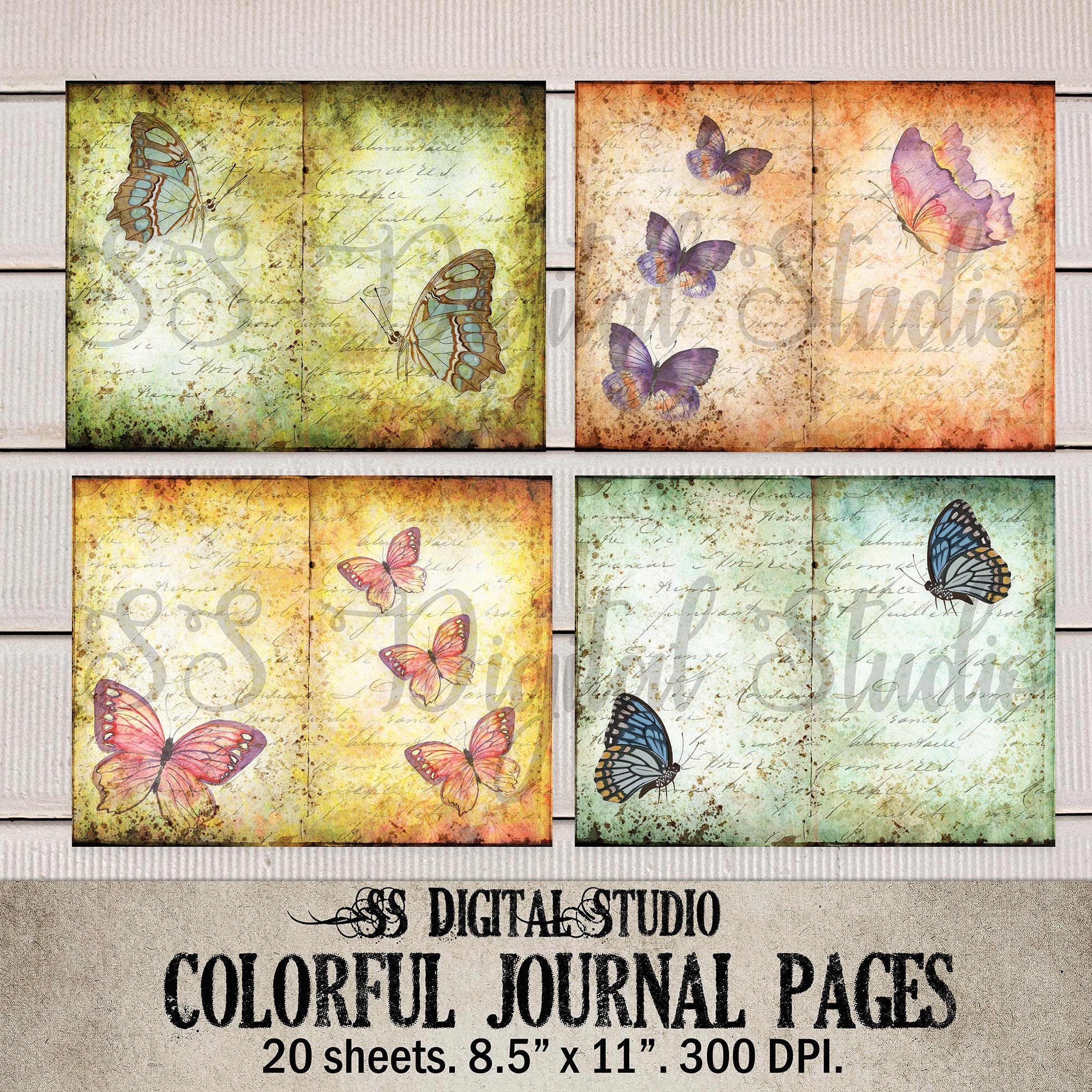 Colorful Journal Paper Vintage Design Junk Journal Page - Etsy