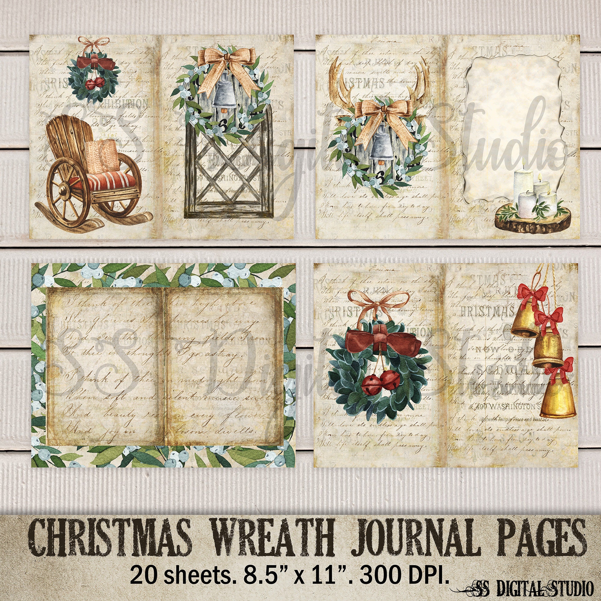 Country journal page Christmas journal kit vintage Junk | Etsy