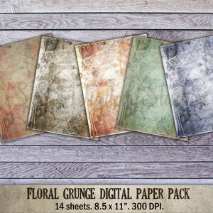 Grunge, Paper, Vintage, Floral, Shabby, Digital, Paper, Background ...