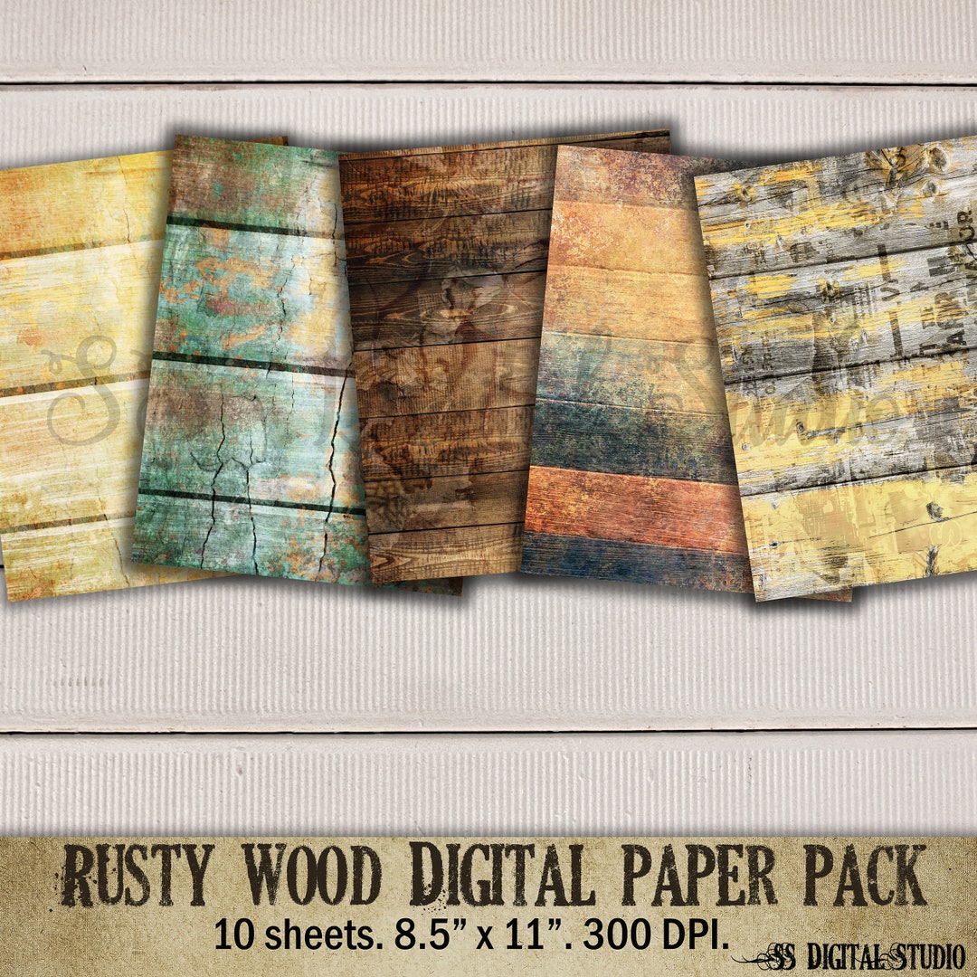 10 Sheets, Rustic Wood Texture, Journal Cover,grunge, Paper, Digital ...