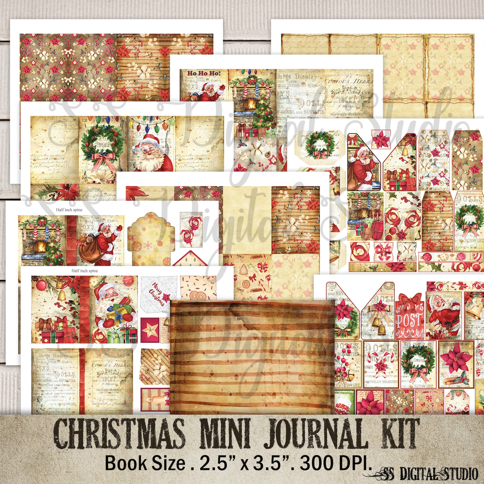 Christmas Mini Book Cute Joyful Santa Mini Book Notebook - Etsy