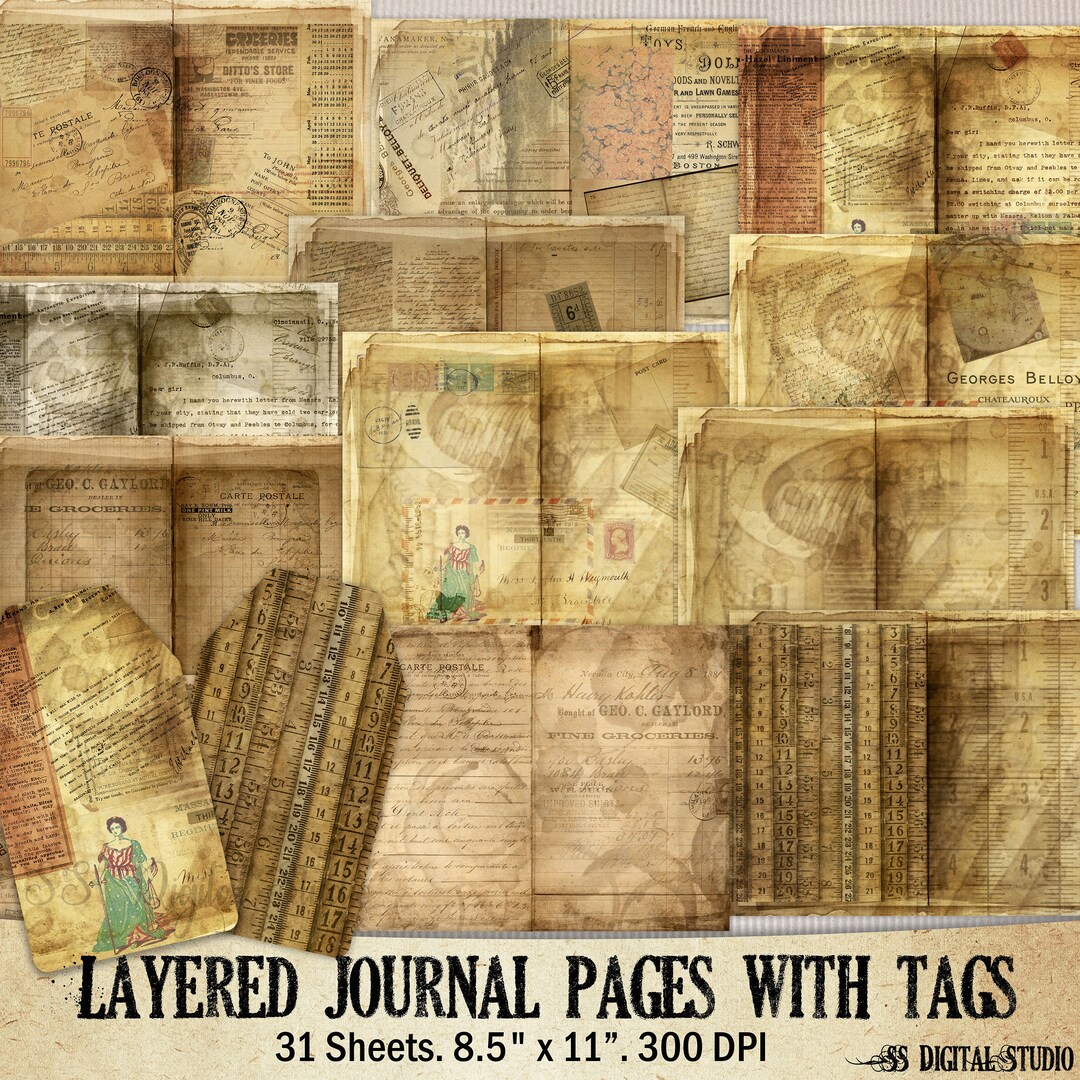 Layered Journal Pages, Printable Junk Journal, Digital Journal Kit ...