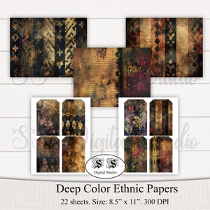 Deep Color Ethnic Landscape Printable Paper - Instant Download - Etsy