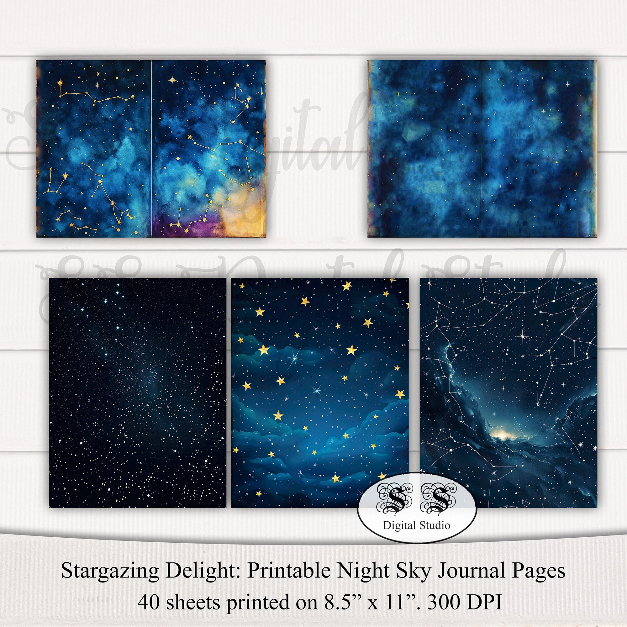 Stargazing Delight: Printable Watercolor Night Sky Journal Pages - Etsy