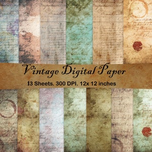 Vintage Digital Paper Pack, Junk Journal, Antique Paper,transcript ...