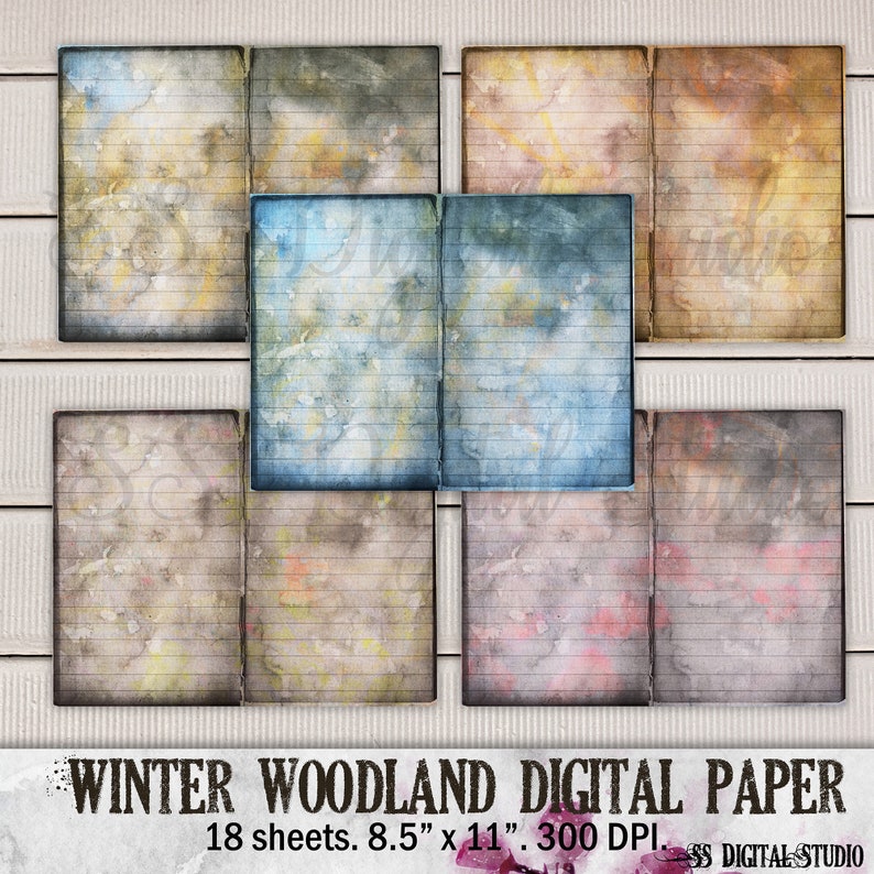 Watercolor Winter Woodland Journal Digital Paper Winter - Etsy