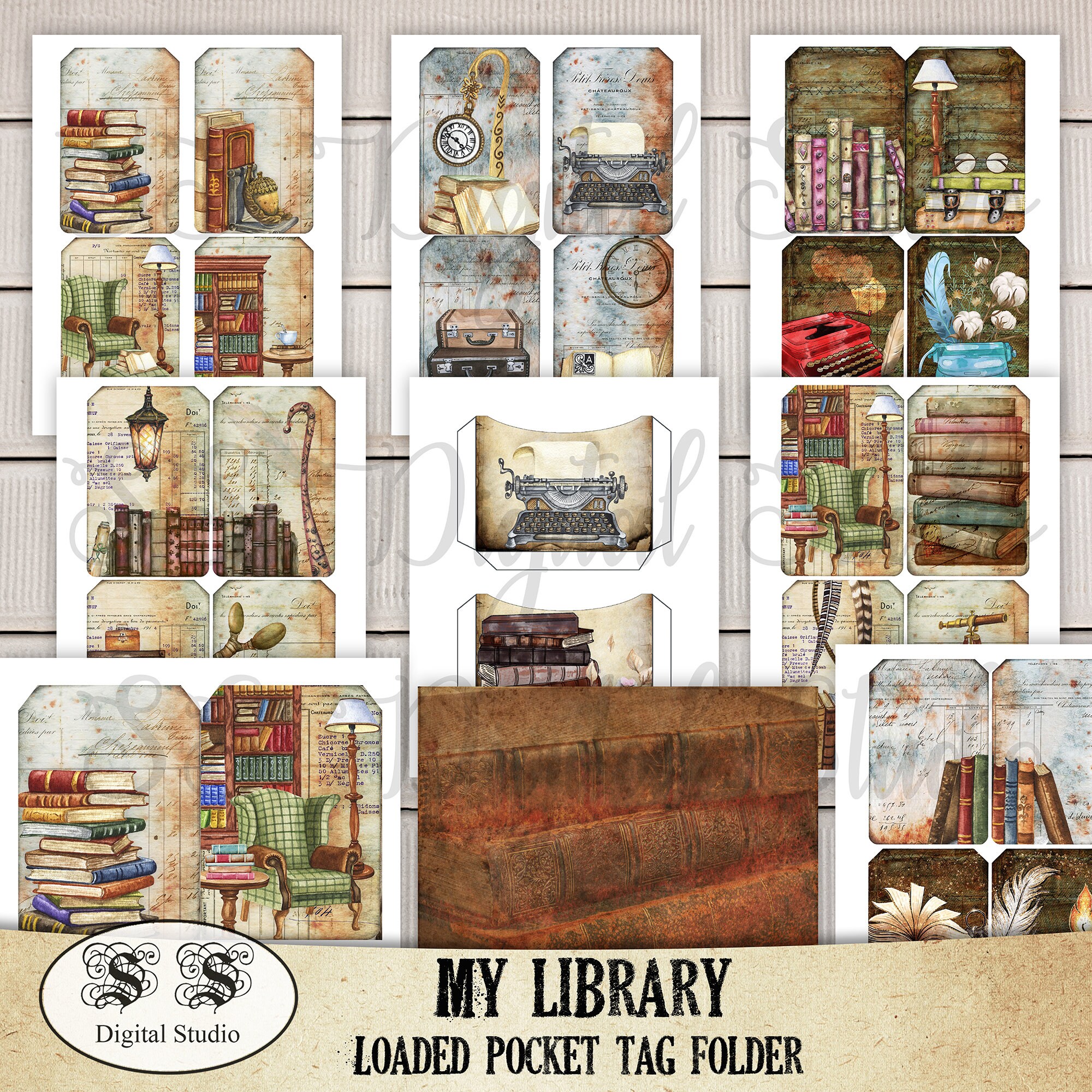 24 Book Themed Tags Loaded Pocket Tags Junk Journal Kit - Etsy