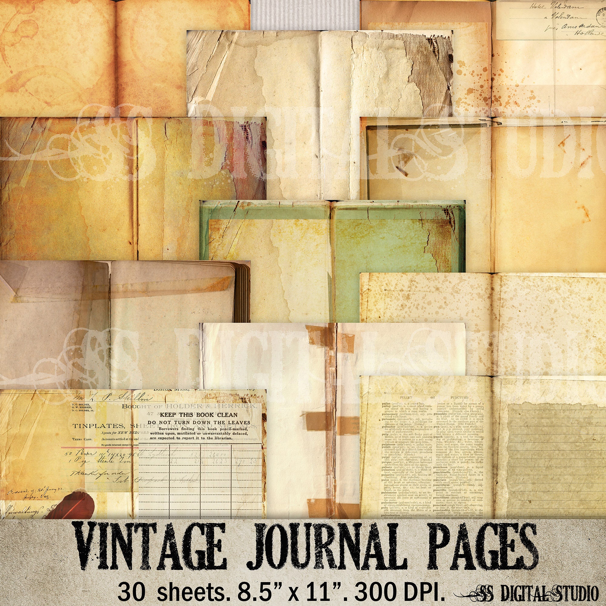 Landscape Plain Script Vintage Coffee Stained Junk Writing | Etsy