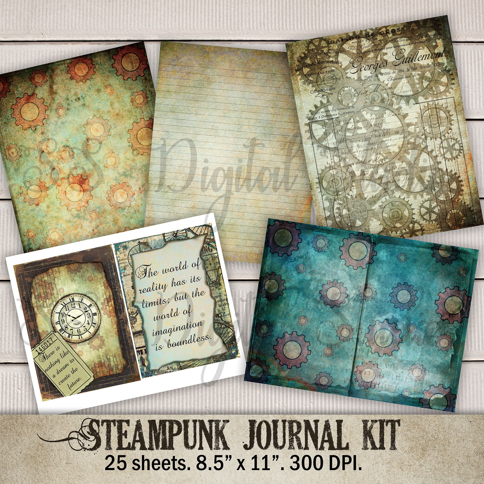 25 Sheets Steampunk Time Junk Journal Kit Printable - Etsy Canada