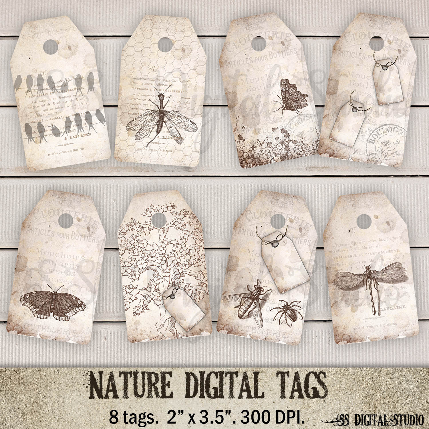 Ephemera Tags Digital Gift Tags Printable Tags Vintage - Etsy
