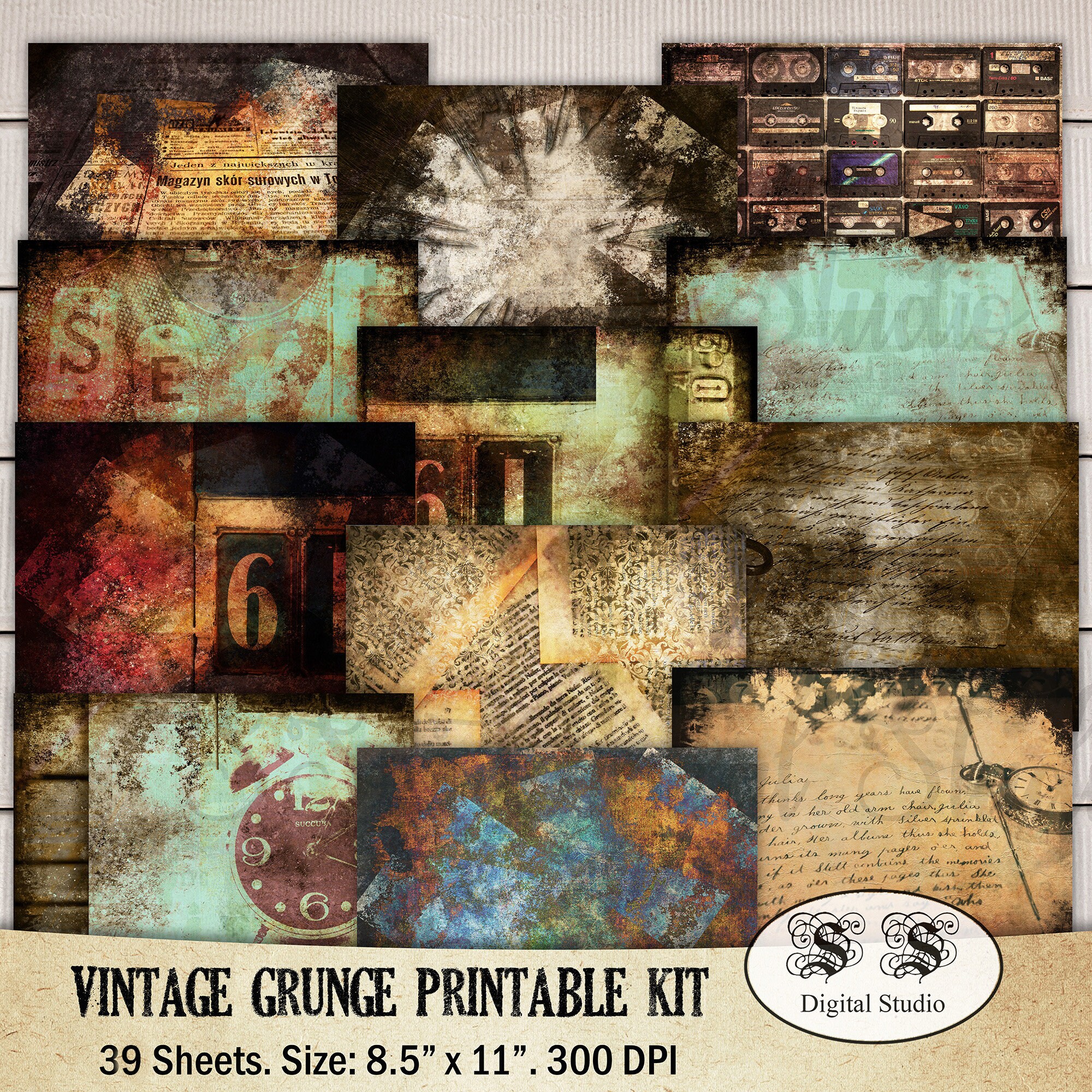 Vintage Grunge Printable Kit Masculine Journal Kit | Etsy