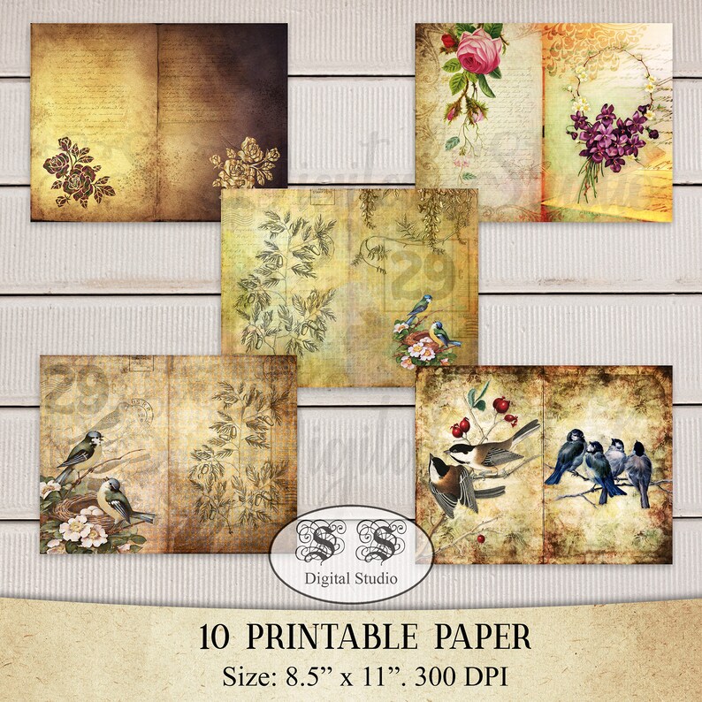 10 Sheets Landscape Collage Sheets Script Stamp Mixed - Etsy