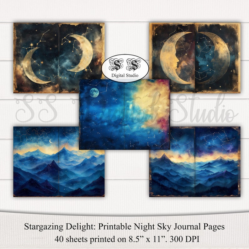 Stargazing Delight: Printable Watercolor Night Sky Journal Pages - Etsy