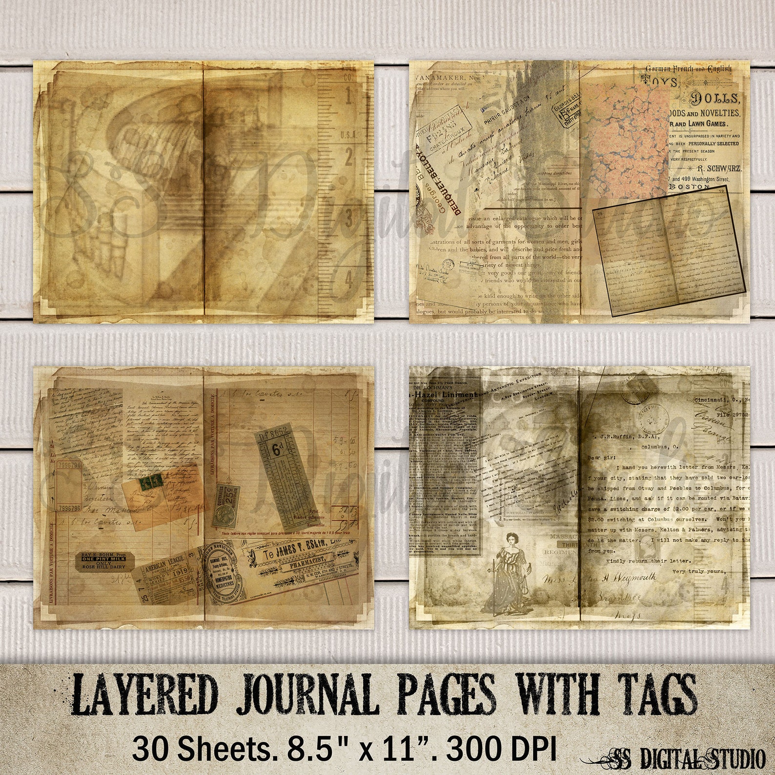 Layered Journal Pages, Printable Junk Journal, Digital Journal Kit ...