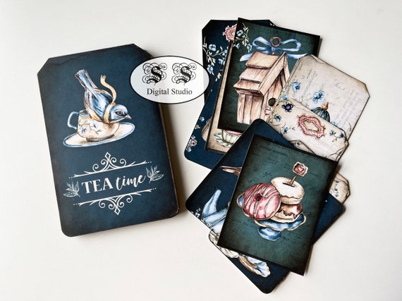 Tea Time Tag Journal Book Ephemera Booklet Folder Folio - Etsy