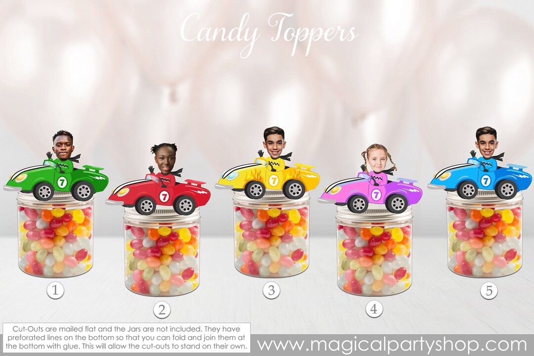 Race Car Photo Candy Toppers | Face Cupcake Toppers | Car Racing Party ...