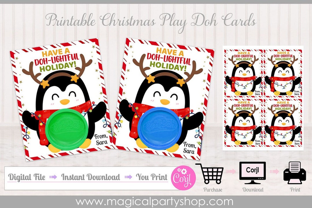 Play-doh Christmas Penguin | Printable Class Holiday Gifts | Small Gift ...