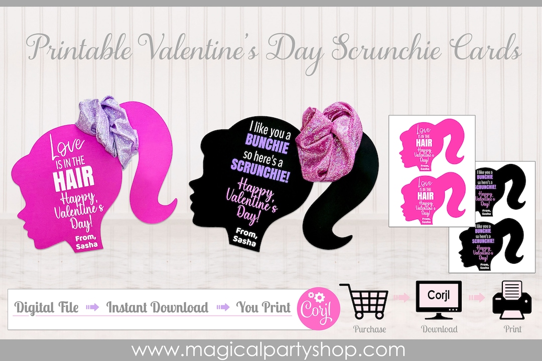 Scrunchie Valentine's Day Printable Card | Kids Valentine Card | School ...