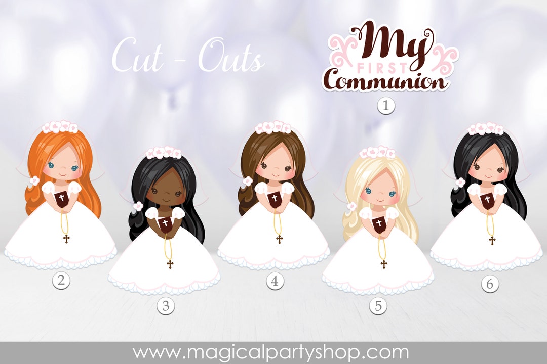 First Communion Girls | Communion Centerpieces | Bible, Rosary, Veil ...