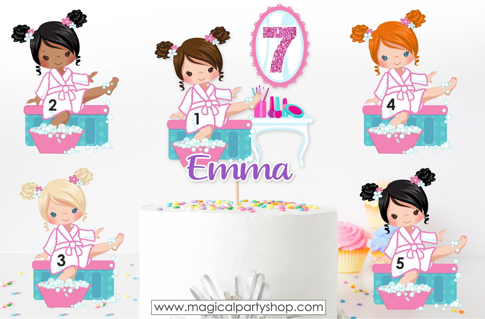 Spa Cake topper Spa cake topper set Spa party Spa party | Etsy