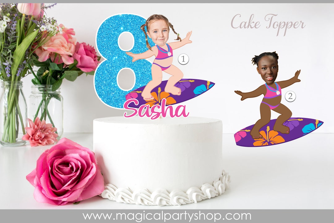 Surfer Girl Cake Toppers | Surfer Boy Cake Toppers | Face Photo Cake ...
