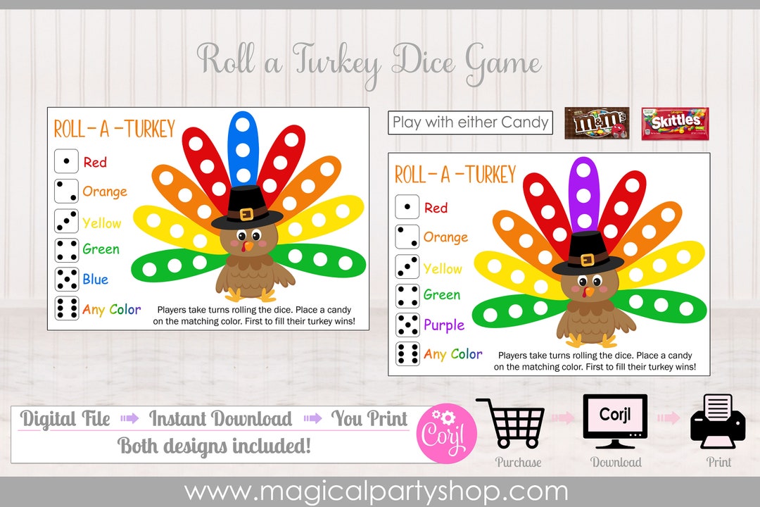 Roll A Turkey Dice Game | Thanksgiving Party Game | Classroom Party ...