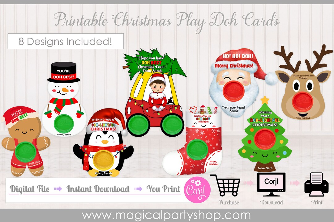 Christmas Play Doh Holders | Printable Holiday Class Gifts | Santa, Elf ...
