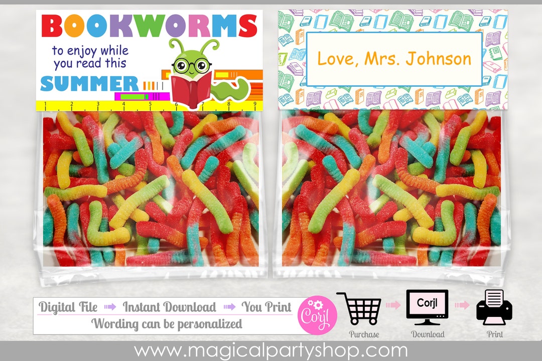 Bookworm Candy Toppers | School Treat Bags | Back to School Treats ...