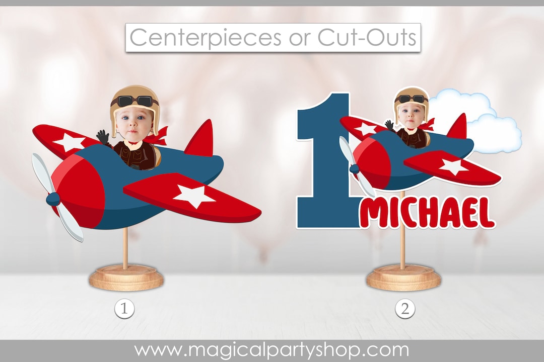 Airplane Birthday Centerpieces | Airplane Birthday Photo Centerpiece ...