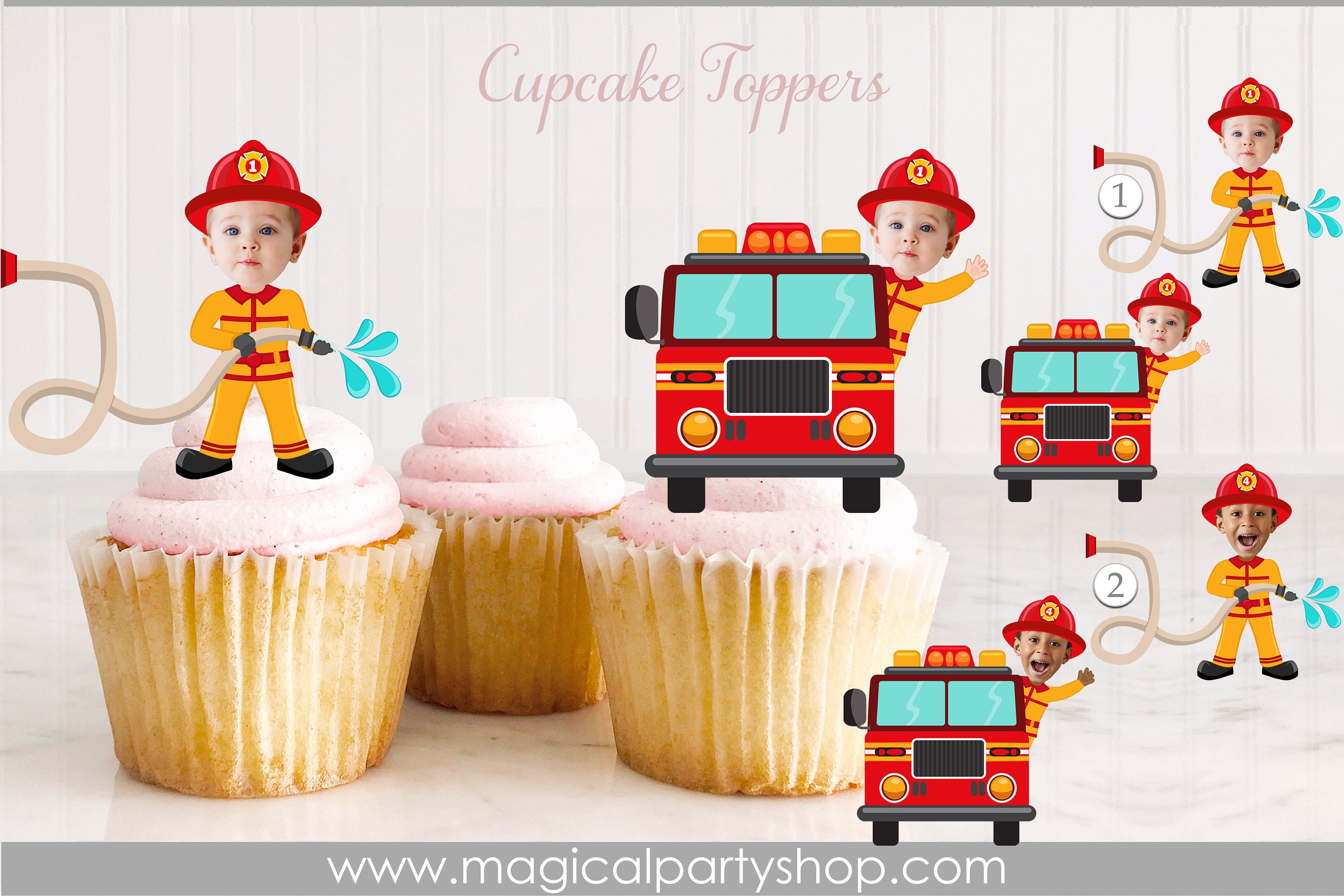 Firefighter Cupcake Toppers Fireman Cupcake Toppers Firefighter Fireman ...
