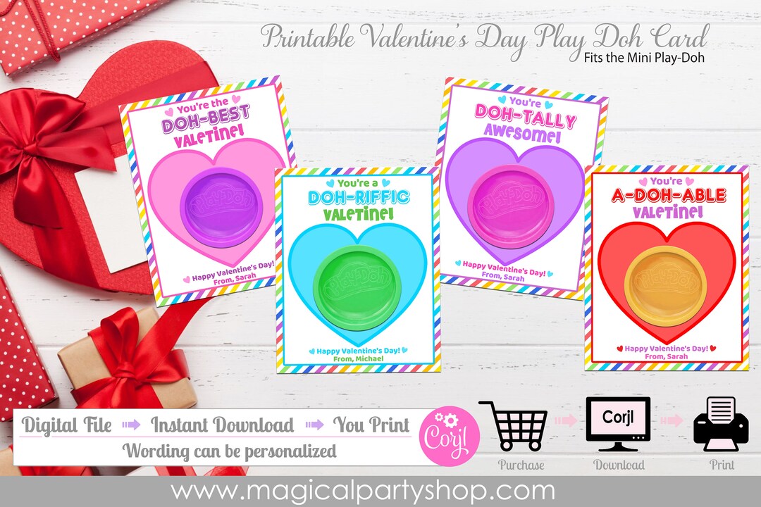 Play-doh Valentines Gift Card Printable Class Valentine Day Gifts ...