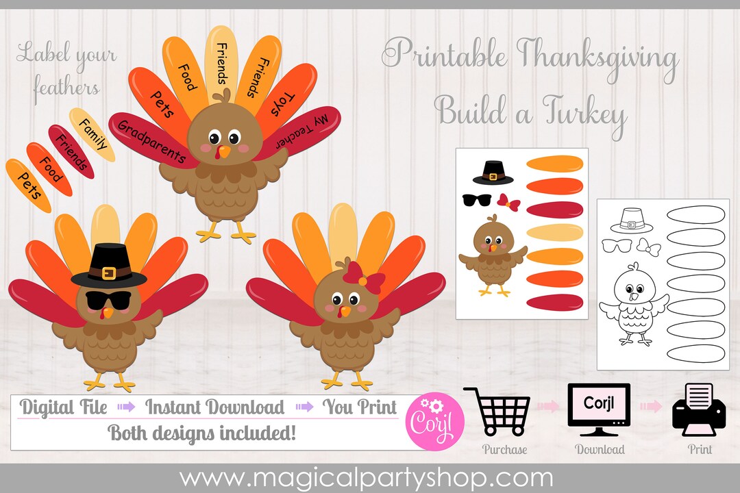 Build a Turkey Thanksgiving Craft | Printable Kid's Craft | Printable ...