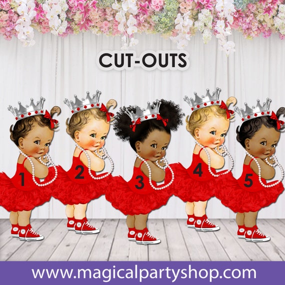 Baby Shower Centerpiece Princess Red and Silver Colors Tutu | Etsy