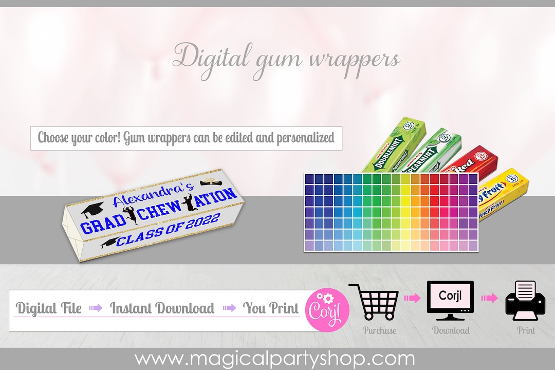 Graduation Party Favor | Class of 2022 | Custom Gum Wrapper | Printable ...