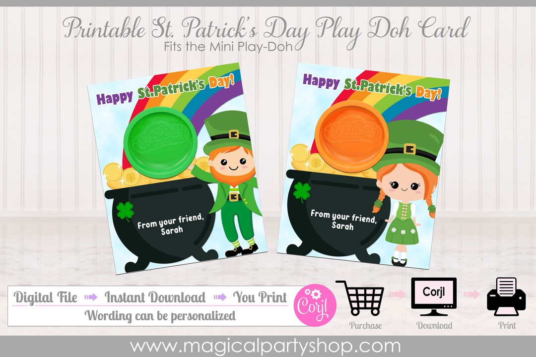 St. Patricks Leprechaun Day Play-doh Gift Card | Class St. Patricks Day ...