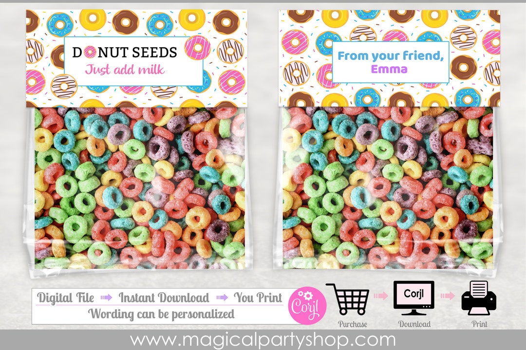 Donut Seeds Treat Bag Toppers Donut Birthday Party Favors - Etsy