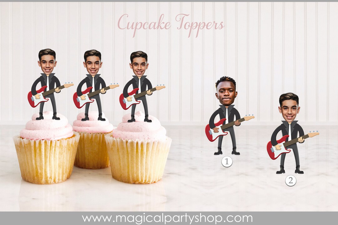 Rockstar Photo Cupcake Toppers | Rock'n Roll Cupcake Toppers | Rock ...
