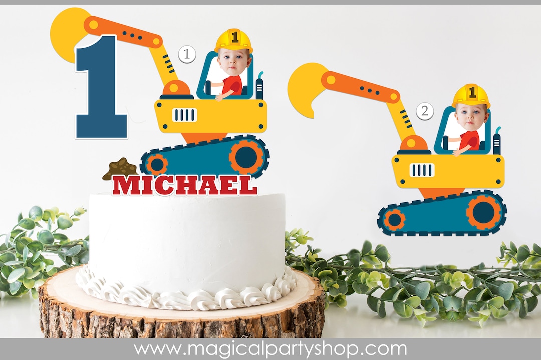 Construction Birthday Cake Toppers | Photo Cake Toppers | Construction ...