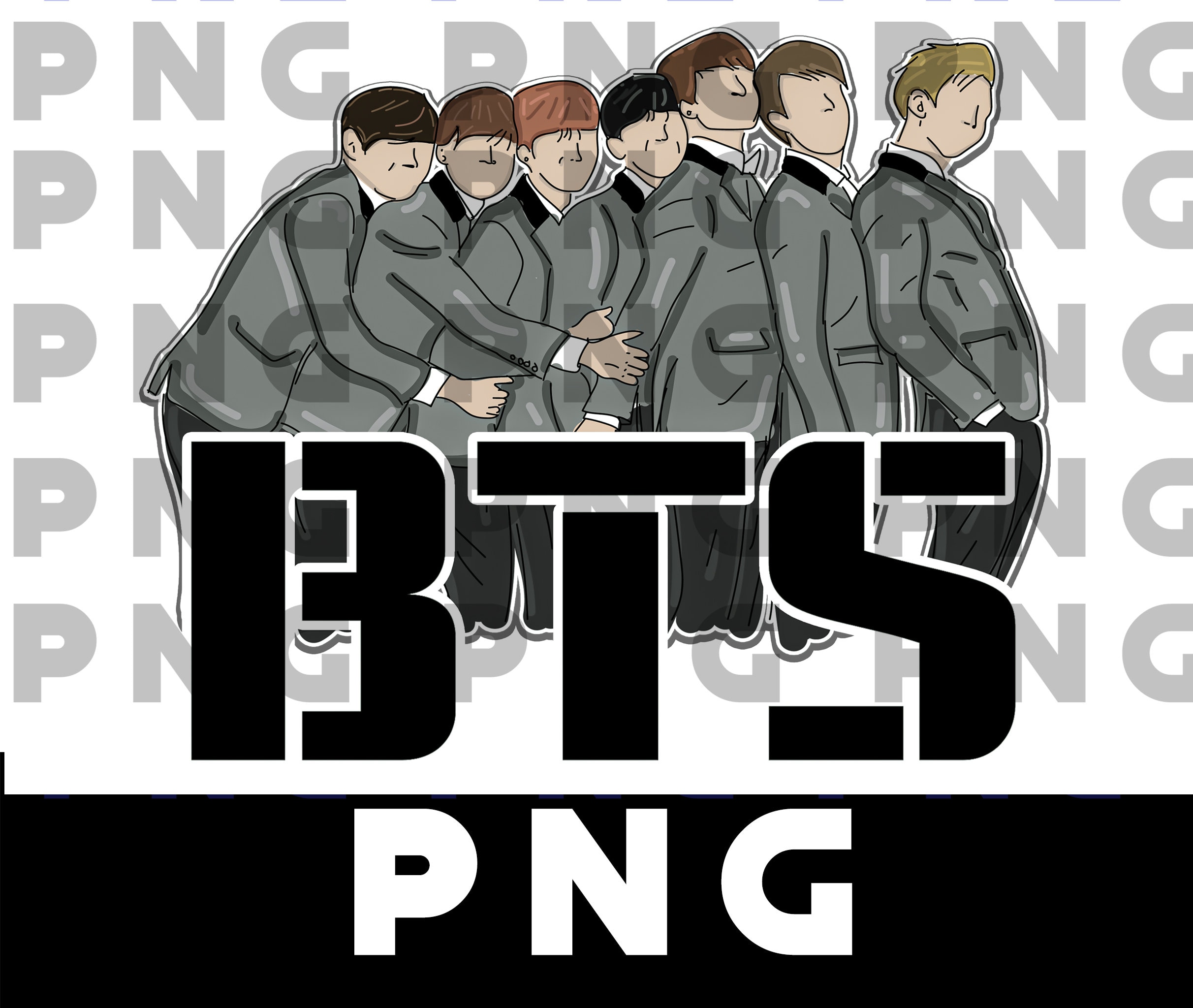 BTS PNG BTS Face Less Drawing - Etsy