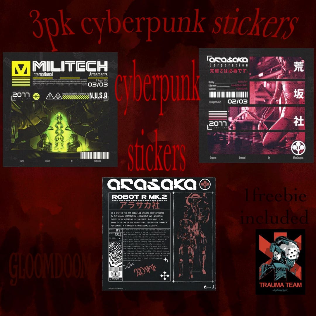 3 Pack Cyberpunk Stickers, Decals - Etsy
