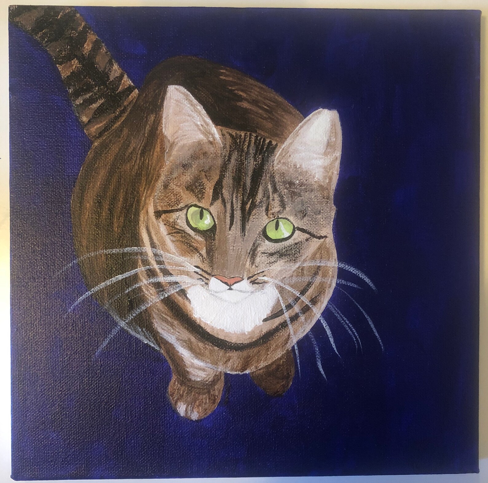 Custom Hand-painted Pet Portrait on Solid Color Background, Acrylic on ...