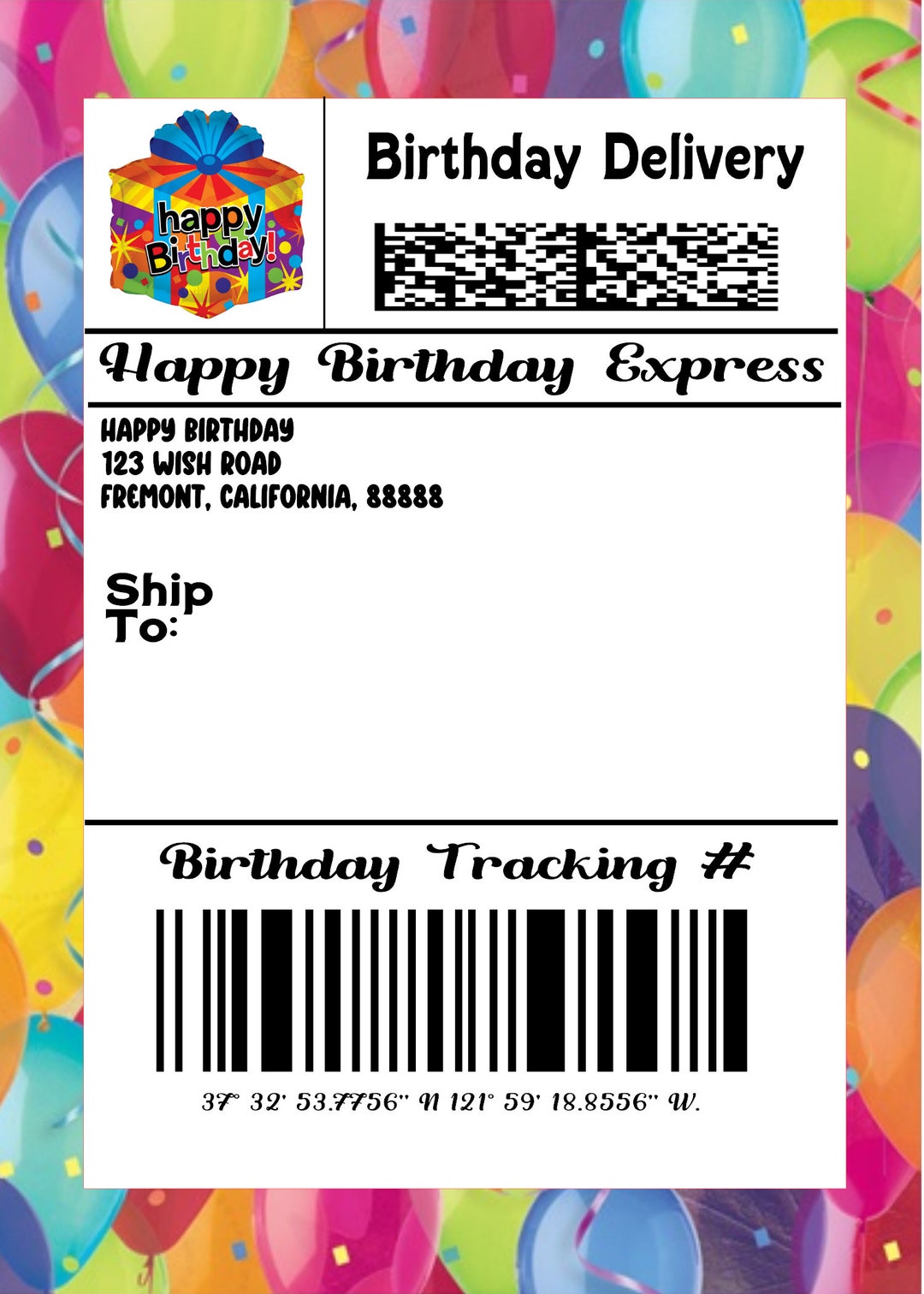 Happy Birthday Fake Shipping Labels, Happy Birthday Express Shipping - Etsy