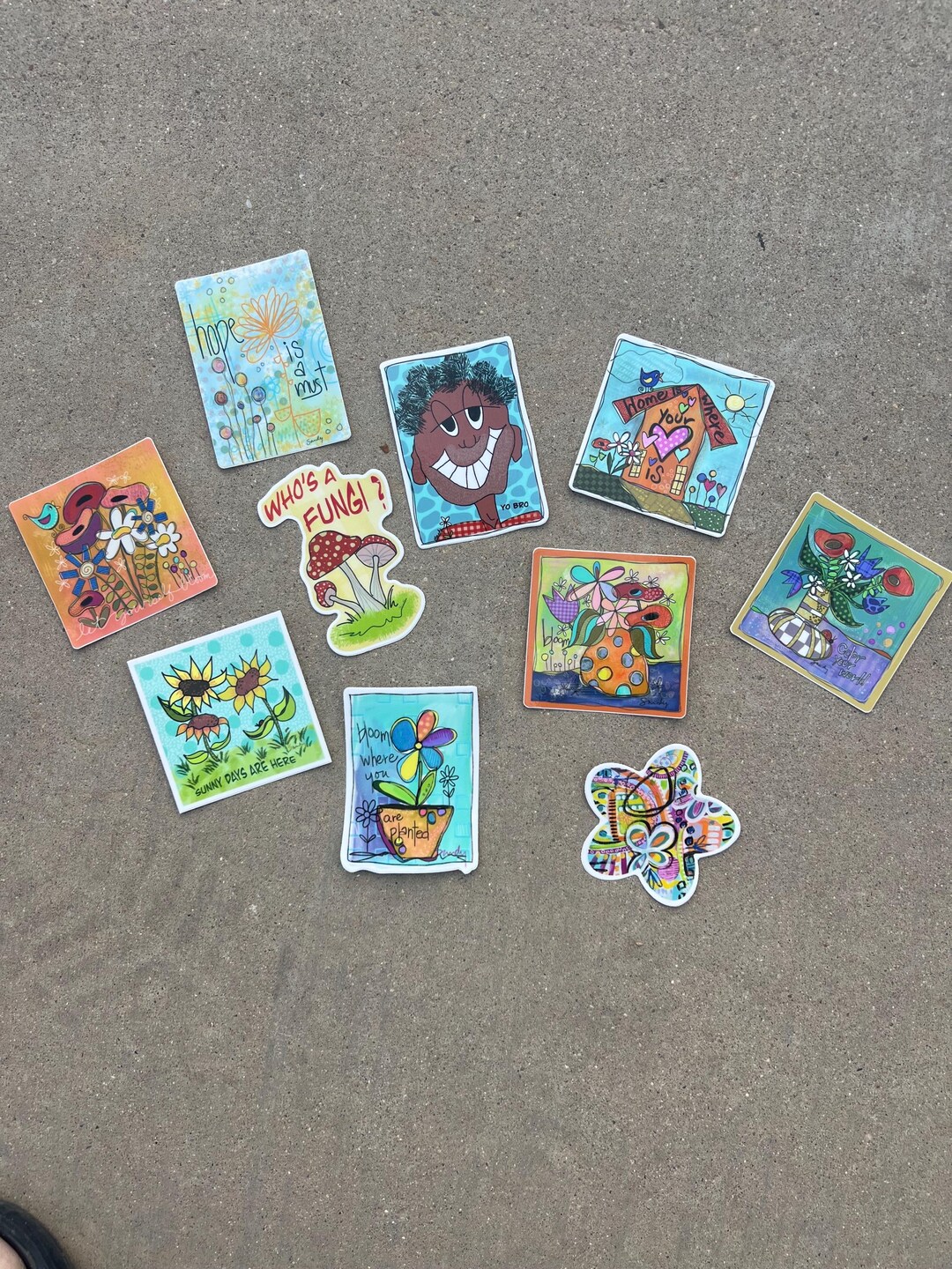 10 Fun Art Stickers Assorted Designs / Inspirational. Heart. Flowers - Etsy