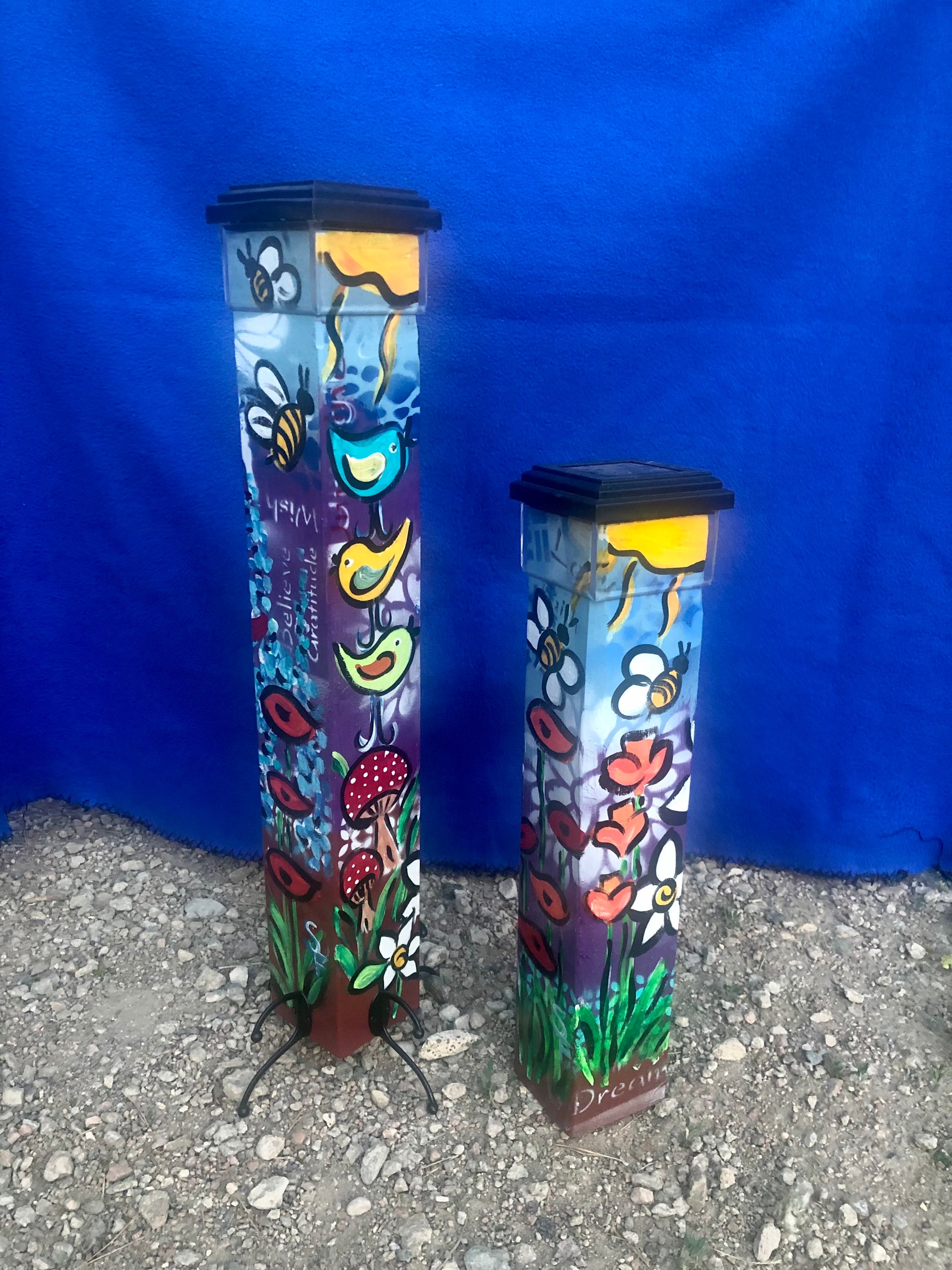 Outdoor Art Light / Whimsey Garden Pole Decoration /totem Pole/ Yard ...