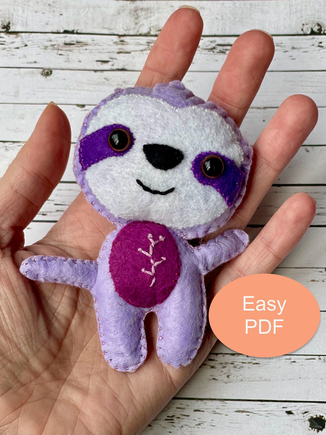 Pdf Pattern Felt Sloth Pattern, Sloth Sewing PDF Tutorial, DIY Sloth ...